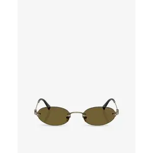 Miu Miu Oval-frame Metal Sunglasses - Gold
