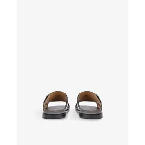 Santoni Double-buckle Croc-effect Leather Monk Sandals - Black