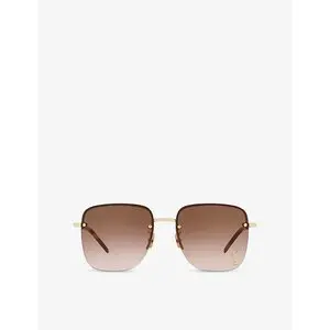 Saint Laurent Sl312 M Square-frame Metal Sunglasses - Gold