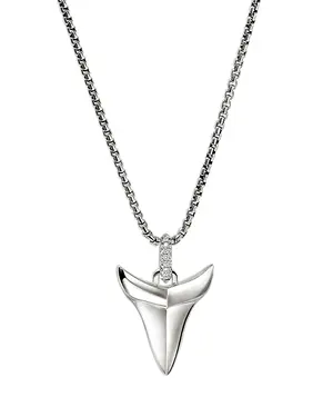 John Hardy Modern Talisman Diamond Shark Tooth Pendant Necklace - Silver