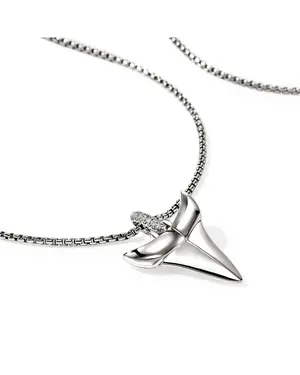 John Hardy Modern Talisman Diamond Shark Tooth Pendant Necklace