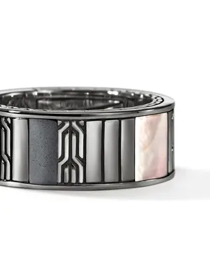 John Hardy Carved Chain Mixed Stone Band - Silver