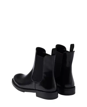 Prada Brushed Leather Ankle Boots - Black