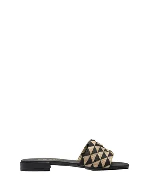 Prada Embroidered Fabric Slides