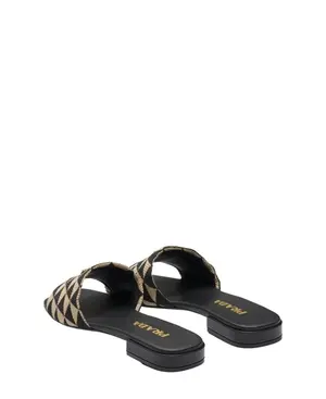 Prada Embroidered Fabric Slides