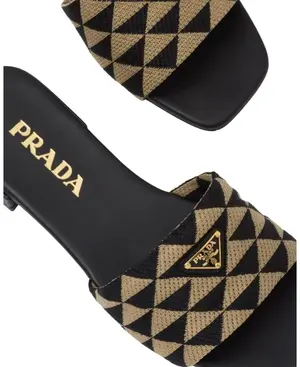 Prada Embroidered Fabric Slides