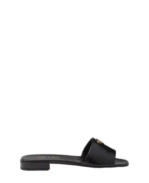 Prada Saffiano Patent Leather Slides - Black