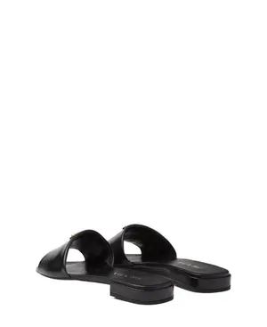 Prada Saffiano Patent Leather Slides - Black