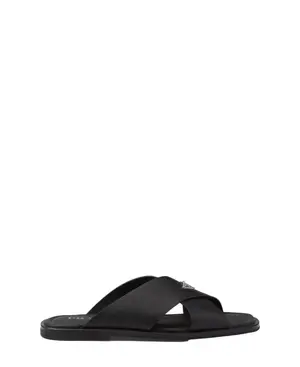 Prada Saffiano Leather Crisscross Slides
