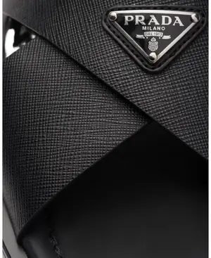 Prada Saffiano Leather Crisscross Slides