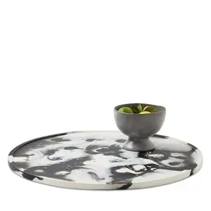 BLUE PHEASANT Hugo Swirled Lazy Susan, 24 - Black Swirled