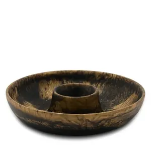 BLUE PHEASANT Hugo Black And Gold Swirled Resin Chip And Dip Bowl - No Color