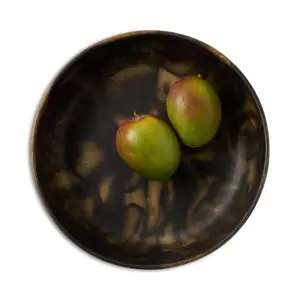 BLUE PHEASANT Hugo Black And Gold Swirled Resin Large Serving Bowl