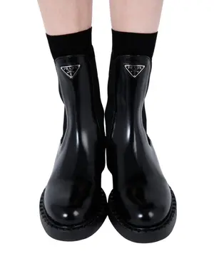 Prada Brushed Leather Chelsea Boots