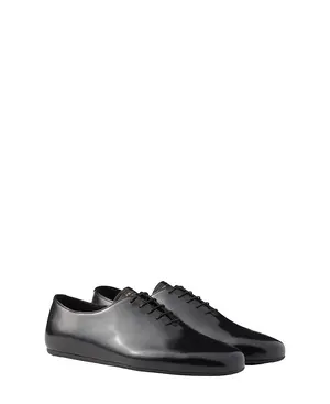 Prada Brushed Leather Lace-up Shoes - Black