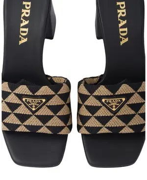 Prada Embroidered Fabric Heeled Sandals