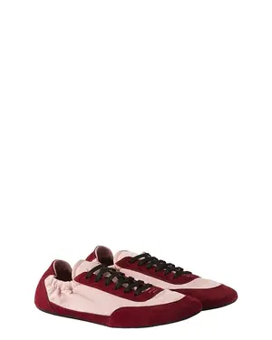 Prada Collapse Re-nylon And Suede Sneakers - Pink