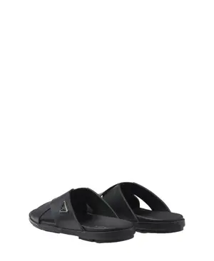 Prada Leather Crisscross Slides