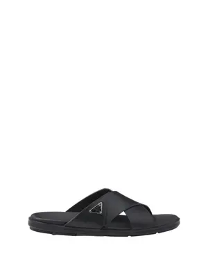 Prada Leather Crisscross Slides