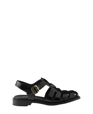 Prada Brushed Leather Fisherman Sandals - Black