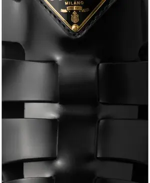 Prada Brushed Leather Fisherman Sandals - Black