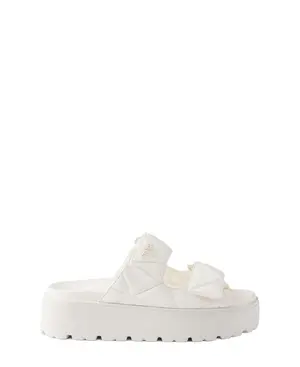 Prada Padded Nappa Leather Slides - Neutral
