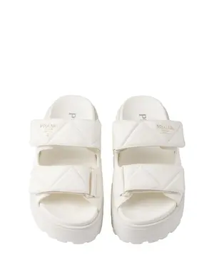 Prada Padded Nappa Leather Slides - Neutral