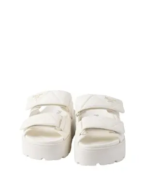 Prada Padded Nappa Leather Slides - Neutral