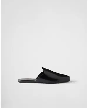 Prada Brushed Leather Mules - Black