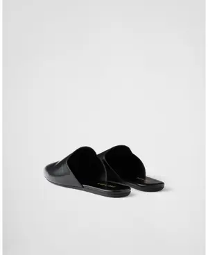 Prada Brushed Leather Mules - Black
