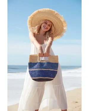 Mar Y Sol Camden Stripe Raffia Tote
