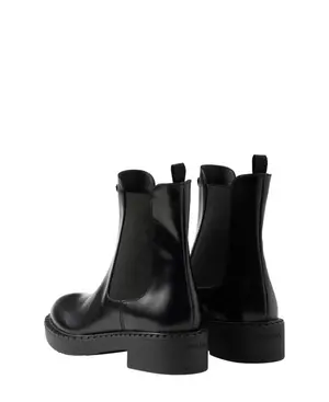 Prada Brushed Leather Chelsea Booties