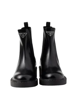 Prada Brushed Leather Chelsea Booties