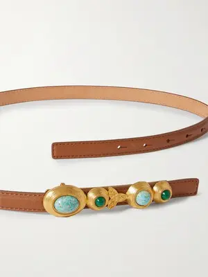 SONIA PETROFF Earth Embellished Leather Belt
