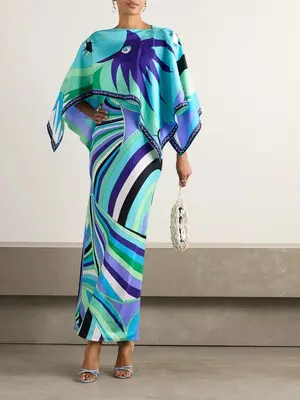 Emilio Pucci Layered Printed Silk-twill Maxi Dress