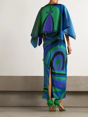 Emilio Pucci Layered Printed Silk-twill Maxi Dress