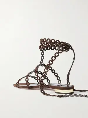 AQUAZZURA Infinity Chain Cutout Suede Sandals