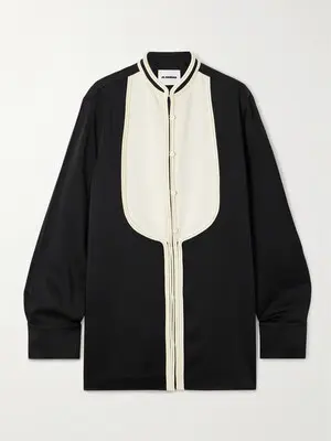 JIL SANDER Oversized Two-tone Piped Crepe Shirt