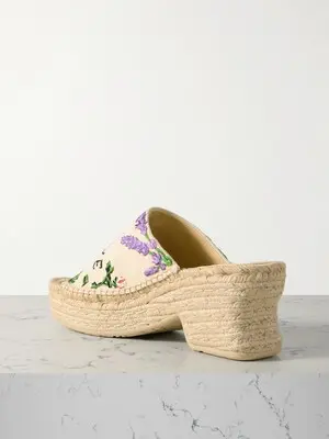 Loewe Embroidered Platform Espadrille Mules
