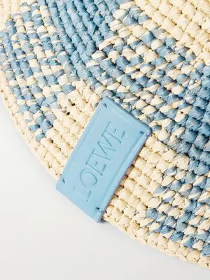 Loewe Checked Raffia Bucket Hat