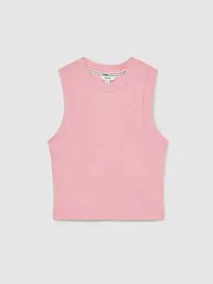 REISS Lea Stretch-cotton Ribbed Vest - Pink