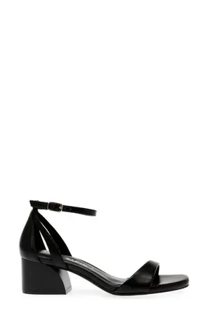 Anne Klein Ankle Strap Sandal - Black Smooth