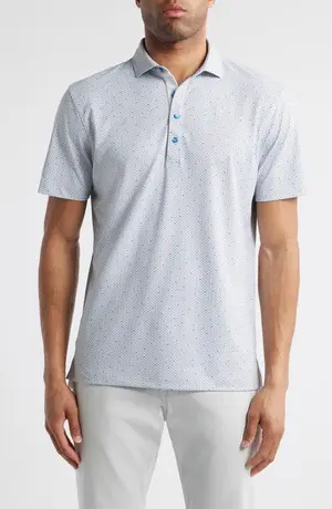 Johnnie-o Poppy Microfloral Print Prep-formance Golf Polo - Thunder