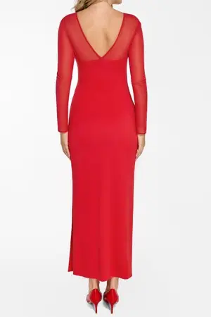 POPILUSH Shapewear Mesh Maxi Dress - Bright Red