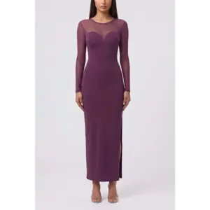 POPILUSH Shapewear Mesh Maxi Dress - Plum