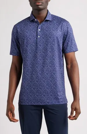 Johnnie-o Boggings Mushroom Print Prep-formance Golf Polo - Navy