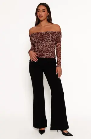 PETAL & PUP Koa Ruched Off The Shoulder Mesh Top