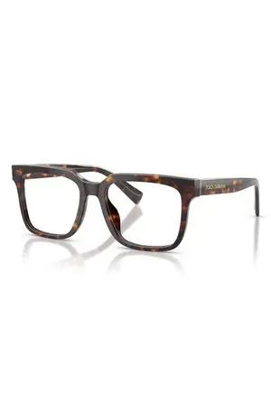 Dolce & Gabbana 51mm Square Eyeglasses - Havana