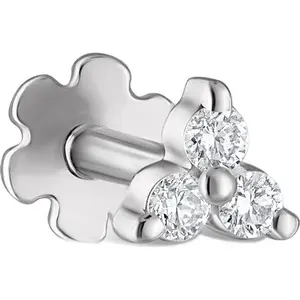 MARIA TASH Diamond Trinity Threaded Stud Earring - White Gold