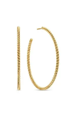 David Yurman 18k Gold Cable Hoop Earrings - Yellow Gold